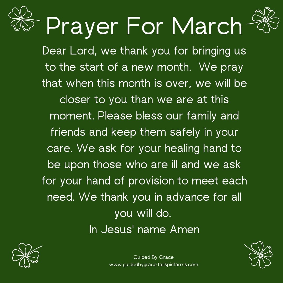 PRAYER FOR THE MONTH OF MARCH 2025 - Guided By Grace