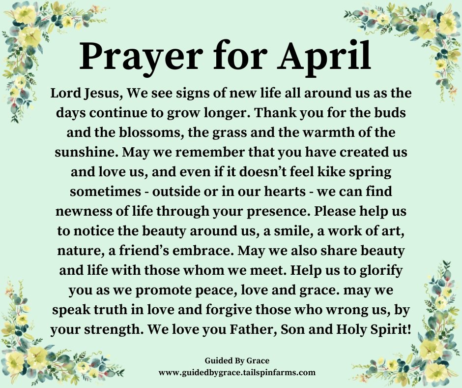 PRAYER FOR THE MONTH OF APRIL - Guided By Grace